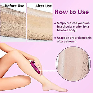 Crystal Hair Eraser, Painless Hair Removal and Exfoliation - Bleame Hair Eraser - Ideal Hair Remover Tool for Arms and Legs, Portable Mild Hair Remover, Reusable - Purple