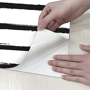 Self Adhesive Straight Lines Shelf Liner Contact Paper Striped Peel and Stick Wallpaper for Bedroom Kitchen Bathroom Walls Cabinets Dresser Drawer Liner Arts Crafts Decal 17.7X117 Inches