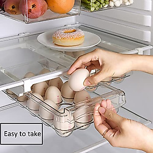 2 Pack Fridge Drawer Organizer, Pull-outrefrigerator Vegetable Drawer Box & Egg Drawer for Refrigerator, Reusable Fruit Storage Containers for Fridge, Multifunctional Food Fridge Organizer