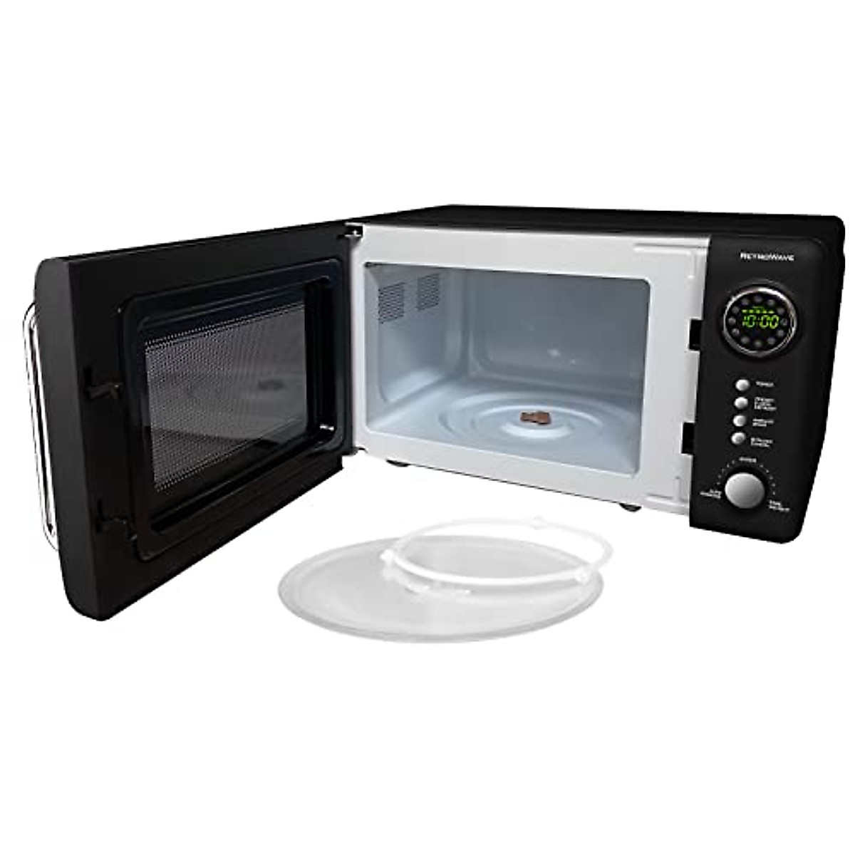 Nostalgia Retro Compact Countertop Microwave Oven, 0.7 Cu. Ft. 700-Watts with LED Digital Display, Child Lock, Easy Clean Interior, Black