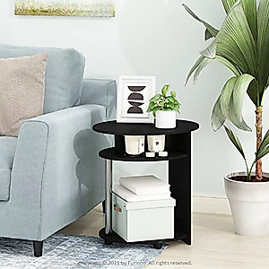 Furinno JAYA Simple Design Oval End Table with Bin, Americano/Chrome