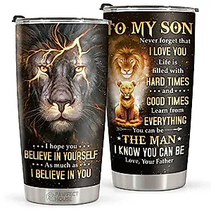 Pawfect House 20oz Stainless Steel Tumblers - Be The Man I Know You Can Be - Son Gifts From Dad Mens Gifts Unique Teen Boy Gifts Christmas Gifts To Son 21st Birthday Gifts For Him Boys Back To School