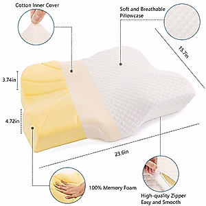 Lamberia Cervical Memory Foam Pillow, Neck Pillows for Side Sleepers, Back and Stomach Sleepers
