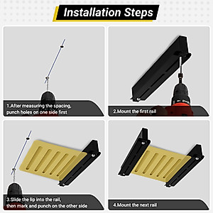 Eastrexon 4-bin Overhead Garage Storage Rack, Heavy Duty Ceiling Storage Racks, Powder Coated Tote Storage Rack for Garages, Sheds, Storerooms (5 PCS, for 4 Bins)