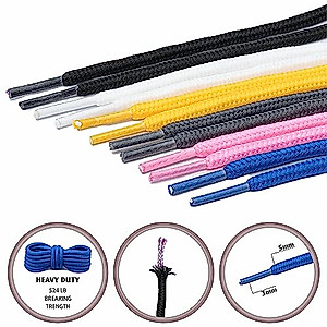 GEN BIGBOTTLE Set 2 Pairs Round Shoe Laces For Sneakers, Shoes & Boot; 39-79''Length, Athletic Shoelaces, Work Boot Laces, Heavy Duty Boot Laces (Grey, 49in)