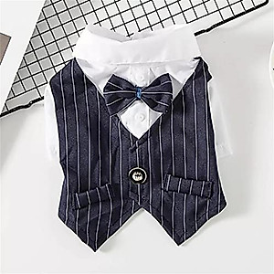HOUKAI Pet Suit Formal Dress Tuxedo Bow Tie Dog Clothes (Color : D, Size : Scode)