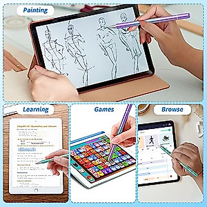 Stylus Pens for Touch Screens(3 Pcs), High Precision Magnetic Disc Universal Stylus Pen for iPad Compatible with Apple/iPhone/iPad/Android/Microsoft Tablets (Green Gold/Purple Blue)