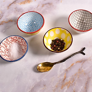 The Barrington Garage Patterned 2-1/2-inch Ceramic Wasabi/Pinch Bowls, Set of 4, Multicolor