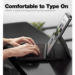 Dracool for iPad Pro 12.9-inch (6th/5th/4th Gen) Case with Keyboard Smart Keyboard Folio Magnetic Ultra Slim Portable Two Viewing Angles Backlit Wirelessly Bluetooth Keyboard with Pencil Holder, Black