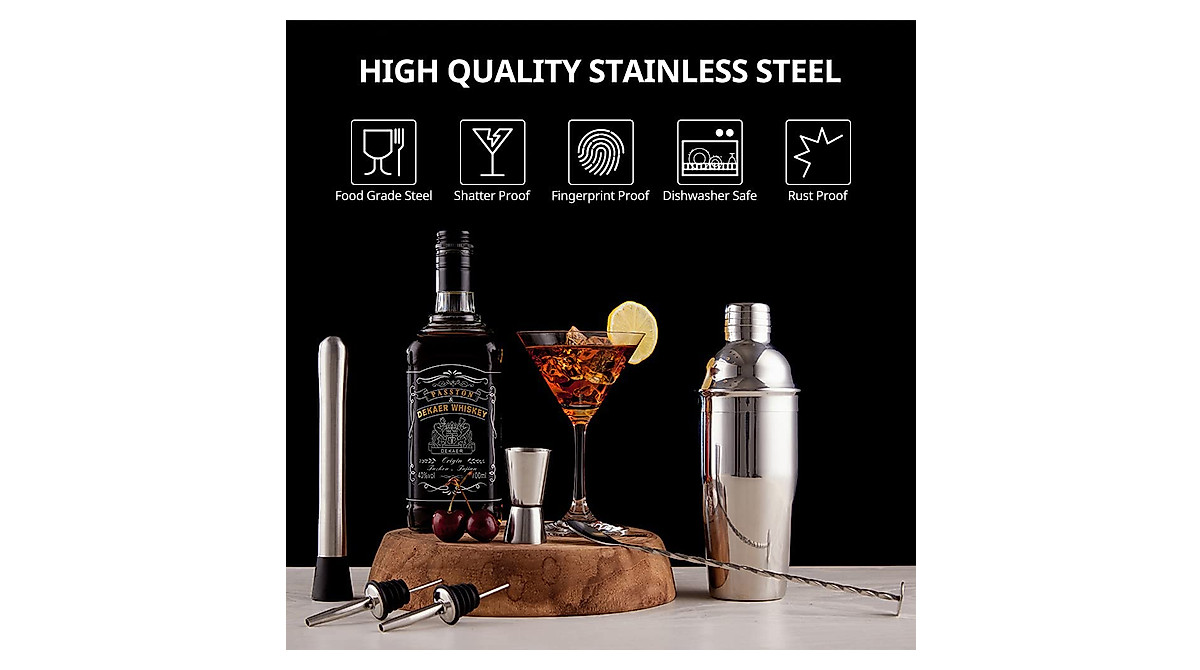 Mixology Bartender Kit: 20-Piece Bar Tool Set with Bamboo Stand ...