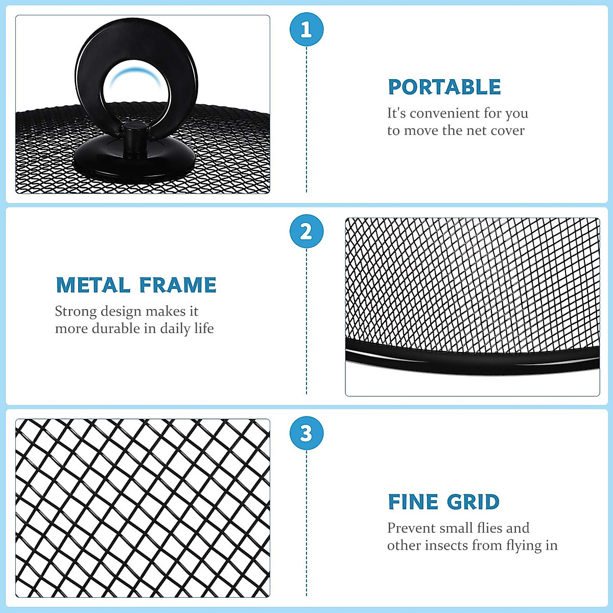 HEMOTON Mesh Food Cover Stainless Steel Mesh Dome Food Cover Protector, Round Mesh Screen Food Tent for Kitchen, Outdoor, Picnic, Reusable, Large,15.7-Inch