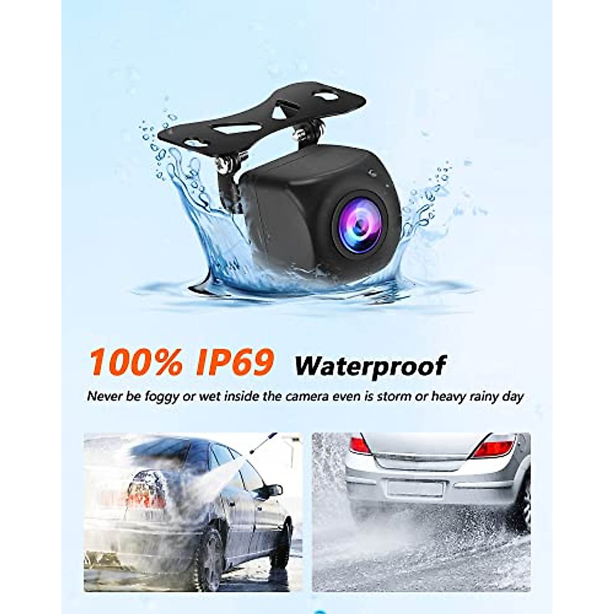 Upgraded Backup Camera for Car AHD Back up Night Vision Reverse Camera IP69 Waterproof Rear Front View Reversing Camera 140° Wide Angle CVBS|AHD Rearview License Plate Camera for Pickup Truck SUV RV