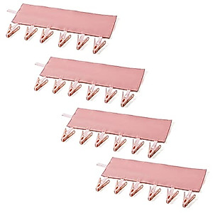 Pansyling Foldable Travel Clothespin Hangers Cloth Clip for Underwear Sock Drying Rack with Clips for Laundry Folding Travel Vecro Hanger Clips Clothesline with 6 Clips, Red Set of 4