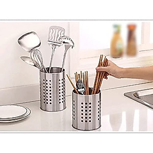 ceramic Utensil Caddy Creative Stainless Steel Cutlery Holder ，Drainer Rack Chopsticks Tube Kitchen Storage Box， Spoon Fork Cutlery Shelf Organizer Pen Holder chopstick holder (Size : Medium)
