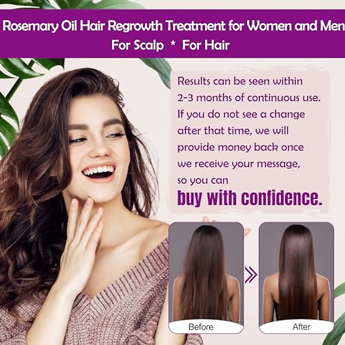 Rosemary Oil Hair Growth Serum W/Rosemary Water & Rice Water Spray Hair Growth,Biotin Castor Oil Argan Oil Caffeine Keratin Reduce Hair Loss,Restore Dry Damaged Hair Regrowth Treatments for Women Men