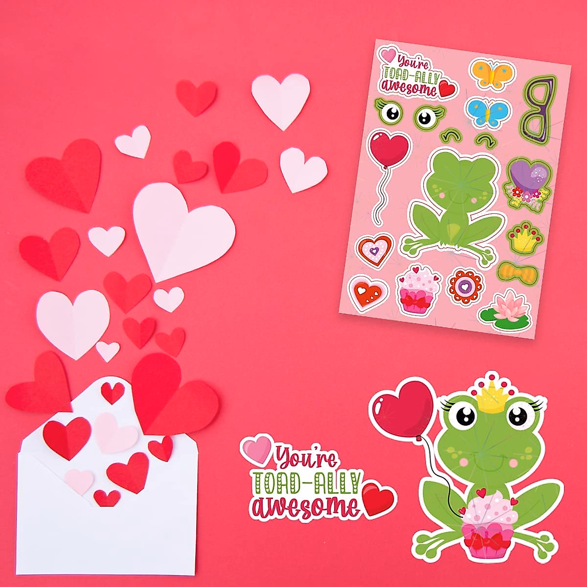 Valentines Day Crafts for Kids Valentine Stickers 36 pcs Sheets, DIY Valentine's Cards, Art Kit for Girls, Boys or Toddler, Perfect for Party Games, School Activities Supplies, Classroom Decoration