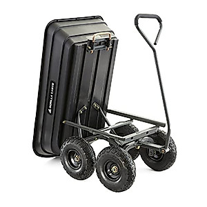 Gorilla Carts GOR4PS Poly Garden Dump Cart with Steel Frame and 10-in. Pneumatic Tires, 600-Pound Capacity, Black