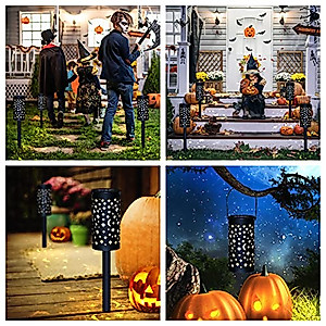 6 Pack Solar Light Outdoor Garden Patio Pathway Landscape Lights Yard Driveway Lawn Walkway Decoration Star Moon Solar Lantern Waterproof Outside Path Hanging Sidewalk Courtyard Black