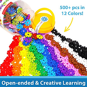 Brain Flakes 500 Piece Set, Ages 3+, Interlocking Plastic Disc Toy for Creative Building, Educational STEM Learning, Construction Block Play for Kids, Teens, Adults, Boys, and Girls