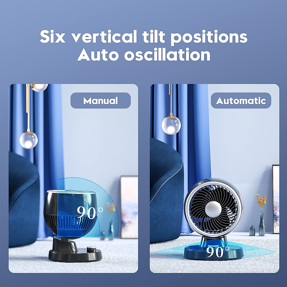 Auertech Small Desk Fan, 12" Quiet Oscillating Table Fan with 3 Speeds, Portable Room Air Circulator Fan, Bedside Cooling Fan for Bedroom Office Desktop Tabletop