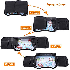 Innokids Kids Travel Lap Tray Children Car Seat Activity Snack and Play Tray Desk with Erasable Surface, iPad & Tablet Holder, Detachable Organizers for Cars, Planes & Baby Stroller (Black)