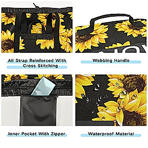 Black Sunflowers Laundry Bag Backpack Bags Mesh Wash Laundry Bags Dirty Clothes Organizer for College,Travel,Camp,Dorm Essentials