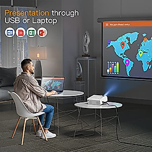Projector with WiFi and Bluetooth, 2023 Upgraded VOPLLS 5G Native 1080P Projector, 380ANSI Outdoor Projector 4K Support, ±50°/4P/4D Keystone, 50% Zoom, Compatible with TV Box/USB/PC/iOS/Android Phone