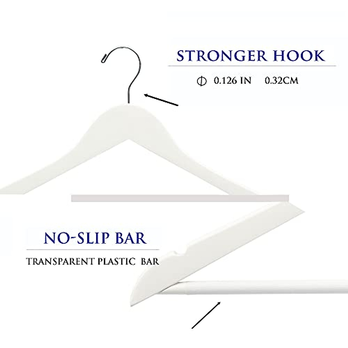 AA-Quality Wooden White Clothes Hanger,White Coat Hanger in 12 Pack Gift Box,White Suit Hanger with 360 Degree Rotating Stronger 0.126 inch Hooks Suitable for All Garments.