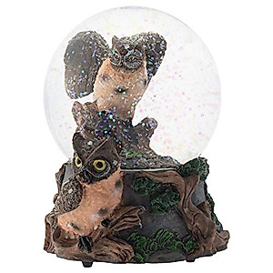 Elanze Designs Red Bellied Eagle Owls 100MM Musical Snow Globe Plays Tune Wonderful World