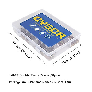 50pcs 8x30/40/50/60/70/80MM Dowel Screw Zinc Plated Iron Double Ended Screw Self Tapping Furniture Screw