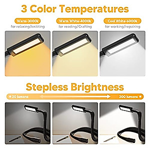 Book Reading Light Knitting Crochet Craft Light (Eye-friendly Wide Lamp), Book Lover Christmas Birthday Gifts Stocking Stuffers for Men Women Wife Husband Dad Mom Father Mother Teens Neck Booklight
