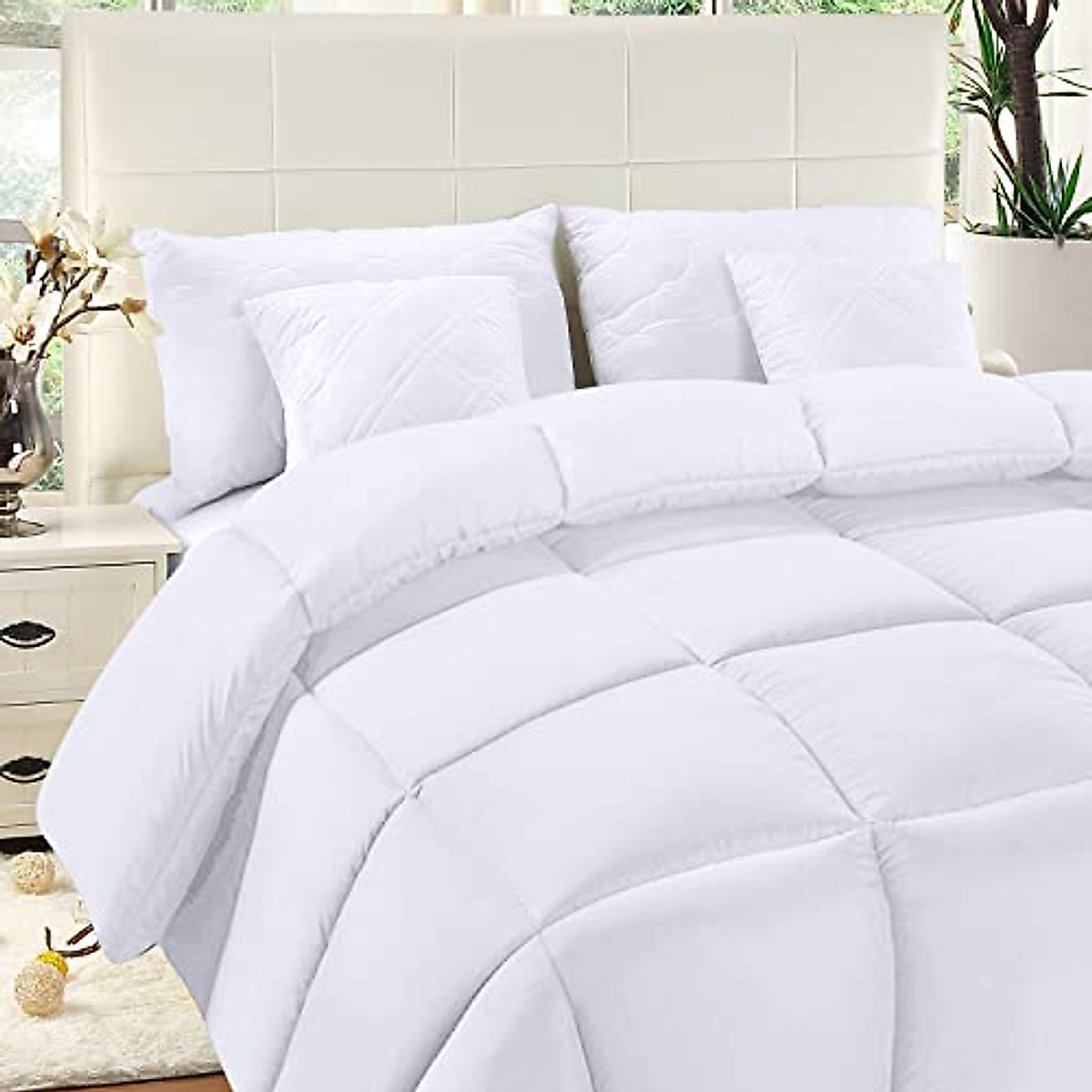 Utopia Bedding Comforter Duvet Insert - Quilted Comforter with Corner Tabs - Box Stitched Down Alternative Comforter (King, White)