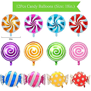 Tsoifu 124Pcs Candyland Party Decorations for Girl Boy Lollipop Birthday Party Supplies Candyland Backdrop and Candy Balloon Garland kit