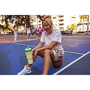 Stanley IceFlow Flip Straw Tumbler with Handle 20 oz | Twist On Lid and Flip Up Straw | Leak Resistant Water Bottle | Insulated Stainless Steel |BPA-Free | Citron