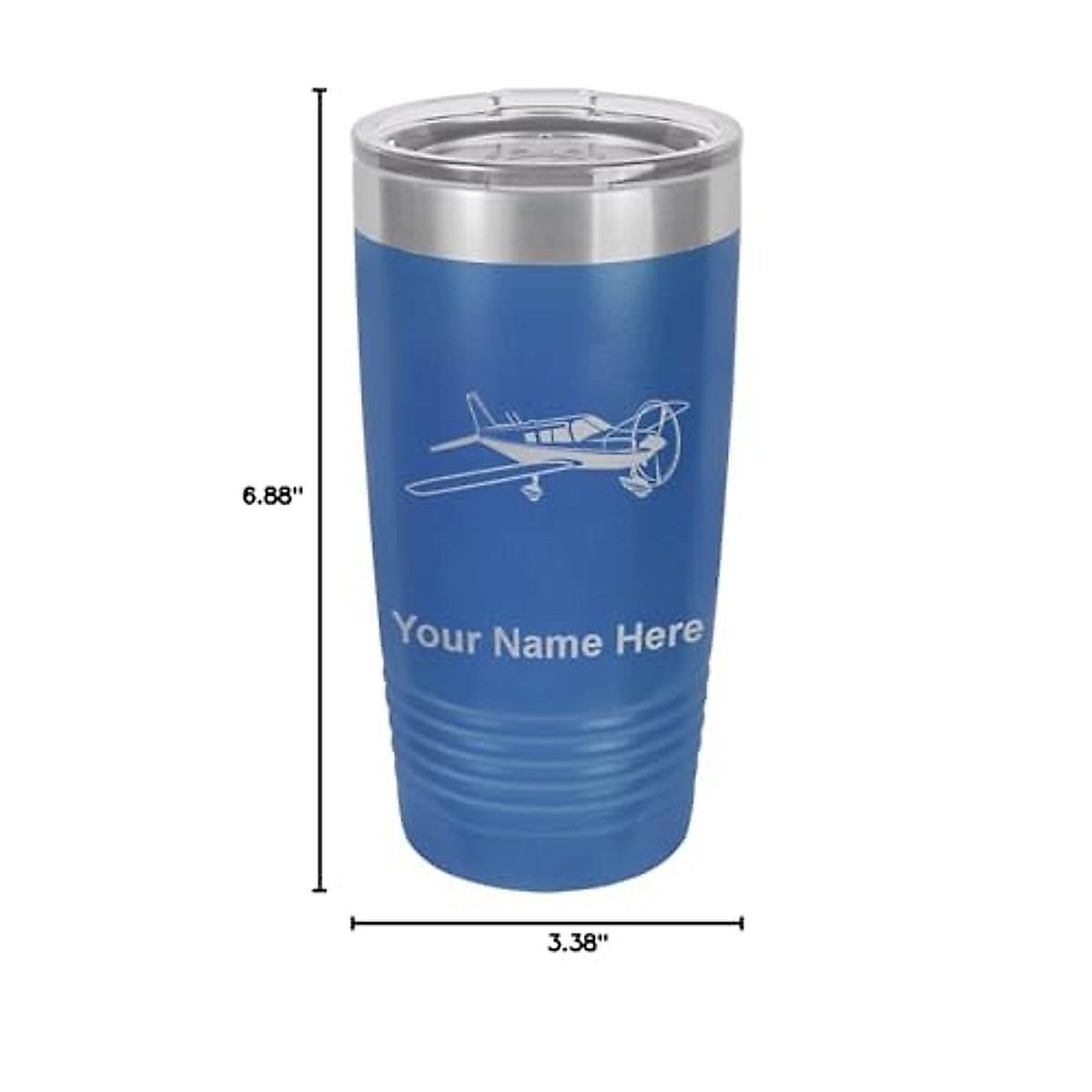 LaserGram 20oz Vacuum Insulated Tumbler Mug, Low Wing Airplane, Personalized Engraving Included (Dark Blue)