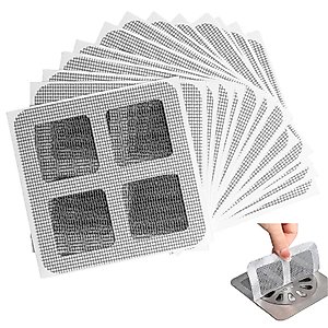 Drain Mesh Cover - Floor Drain Sticker, Disposable Shower Drain Cover Hair Catcher Shower Drain Mesh Stickers, Bathroom, Laundry, Bathtub, Kitchen, Sink, for Human and Pet Hair (30 Pcs)