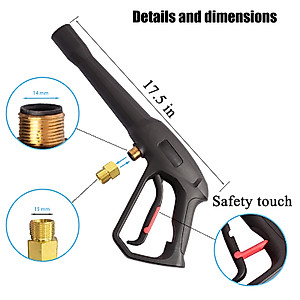 Pressure Washer Spray Gun - for Ryobi Pressure Washer Gun M22-14MM and M22-15MM Hose Connectors - with 1 Tips Holder and 5 Spray Nozzle Tips