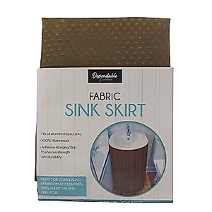 Diamond Stitch Fabric Bathroom Sink Skirt Utility Sink Waterproof Fits Standard Size Sinks Adds Bathroom Storage (Brown)