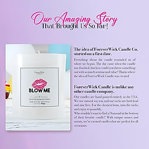 Blow Me Surprise Candle with Diamond Inside | Foreverwick Candles | Scented Soy Candles Gifts for Women Anniversary Candle Wax | Romance Candles All-Natural Organic Soy Candle 14oz | 70h