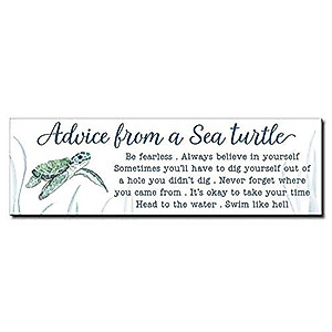 My Word! Advice From A Sea Turtle Decorative Home Décor Wooden Signs,White