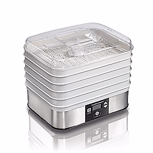 Hamilton Beach Digital Food Dehydrator for Fruit and Jerky, Vegetables and More, 5 Trays, Adjustable Temperature, 48 Hour Timer + Auto Shutoff, Grey (32100A)