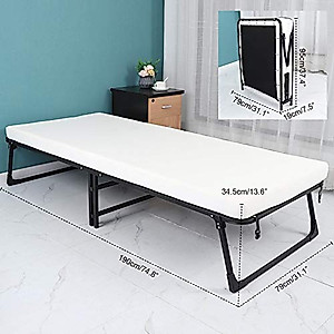 yotefe Folding Bed with Mattress Thick Memory Foam Mattress Portable Rollaway Guest Bed- Easy Storage-Space Saving-Super Strong Sturdy Frame Portable Bed