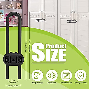 6-Pack Safety Cabinet Locks for babies, Child safety cabinet locks, baby Proof Cabinet latches, Adjustable U-Shaped Sliding Child locks for Closet cabinets Knob Handle