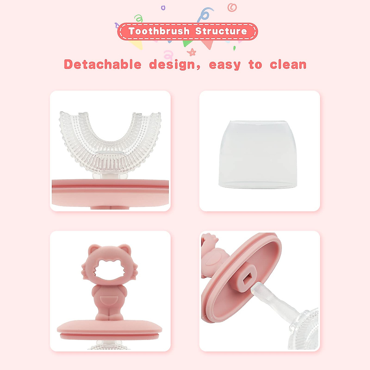 CUAIBB Toddler Toothbrush U Shaped - Baby Toothbrush 12 Months and Up - Kids U Shaped Toothbrush 360 Toothbrush Whole Mouth Toothbrush - 2 Small Brushhead