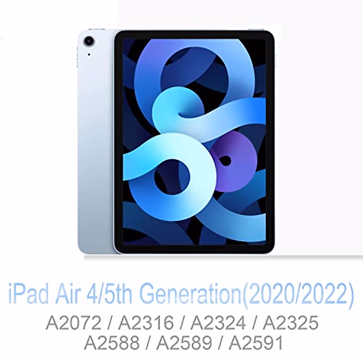 iPad Air 5th Generation case, Feams Slim Trifold iPad Air 5th/4th Generation 10.9 Inch 2022/2020 Case Clear Back Cover with Auto Sleep/Wake & Pencil Holder for iPad Air 5/4, Watercolor Marble