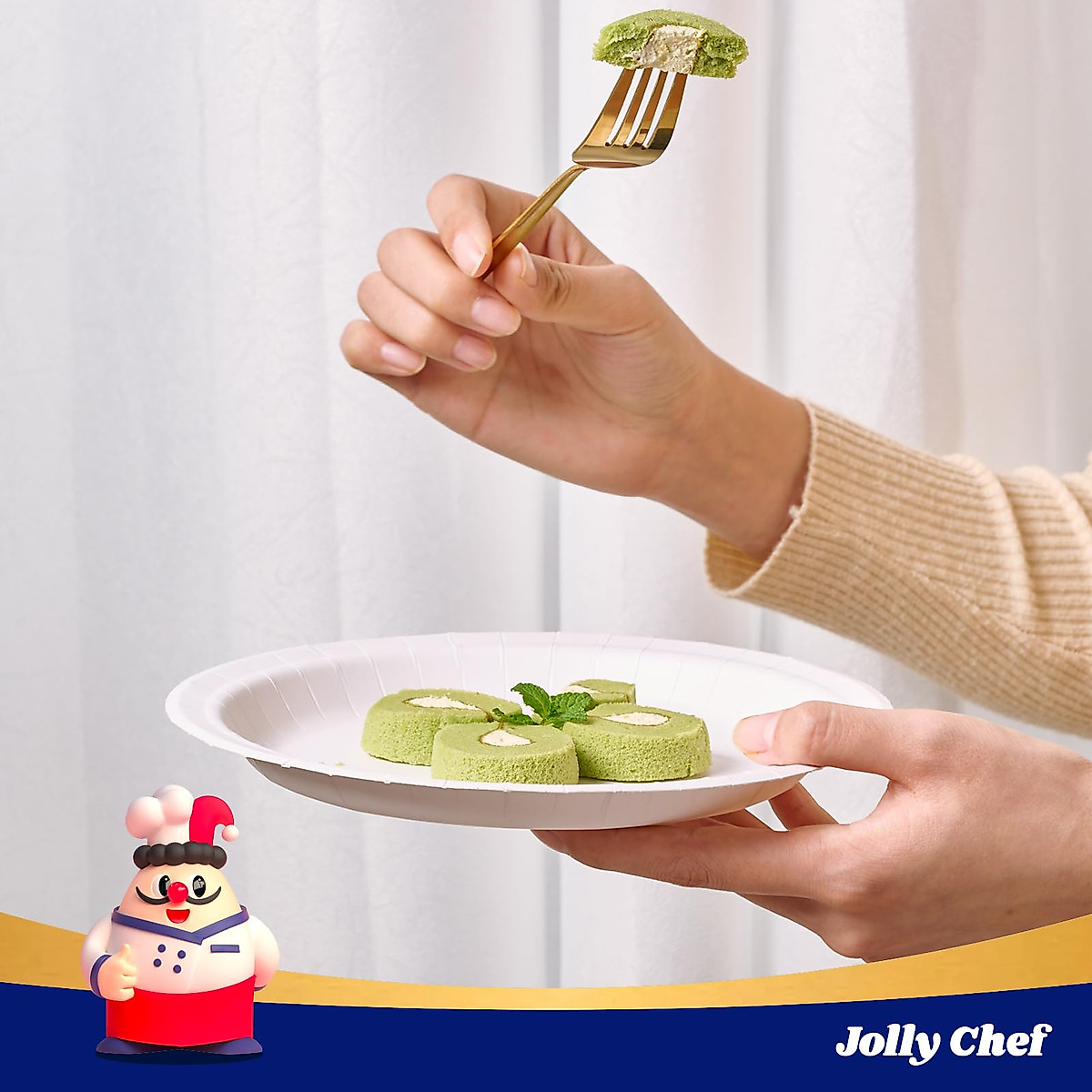 JOLLY CHEF10 inch 140 Pack Disposable Paper Plates,Soak Proof, Cut Proof, Microwave Safe Heavy Duty Paper Plates Everyday Use