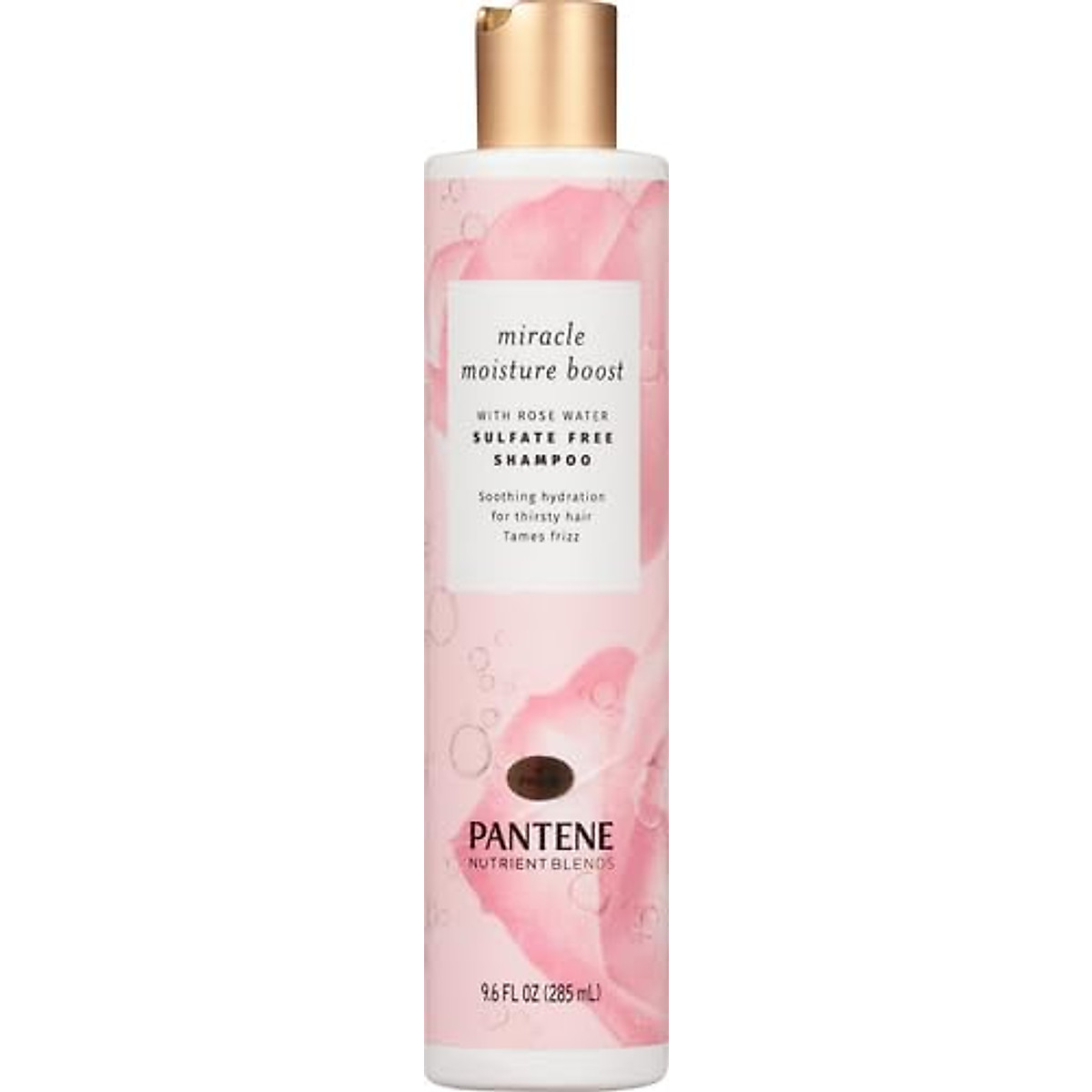 Pantene Nutrient Blends Miracle Moisture Boost Rose Water Shampoo for Dry Hair, Sulfate Free, Floral, 9.6 Fl Oz