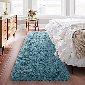 Vasofe Soft Turquoise Green Fluffy Runner Rug 2x6 Shag Bedroom Rug, Fuzzy Living Room Rug for Boys Girls, Plush Nursery Rugs for Dorm, Classroom, Teens, Shaggy Furry Throw