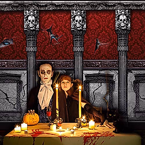 Sumind Halloween Gothic Backdrop Decoration Halloween Photography Background Gothic Mansion Room Scene Setters Banner Halloween Haunted House Party Decoration 72.8 x 43.3 Inch