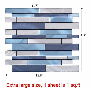 Weimeisc 10 Sheets Peel and Stick Backsplash Tile for Kitchen, Self-Adhesive Mosaic Tile, Stick on Bathroom Vanities，Fireplace Décor, Laundry Table(11.25" X 12.7") (Blue Series)